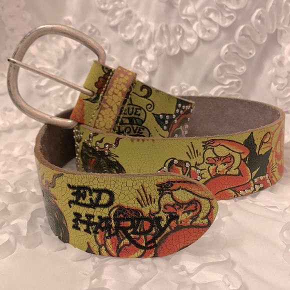 Ed Hardy | Accessories | Vintage Ed Hardy Leather Belt | Poshmark